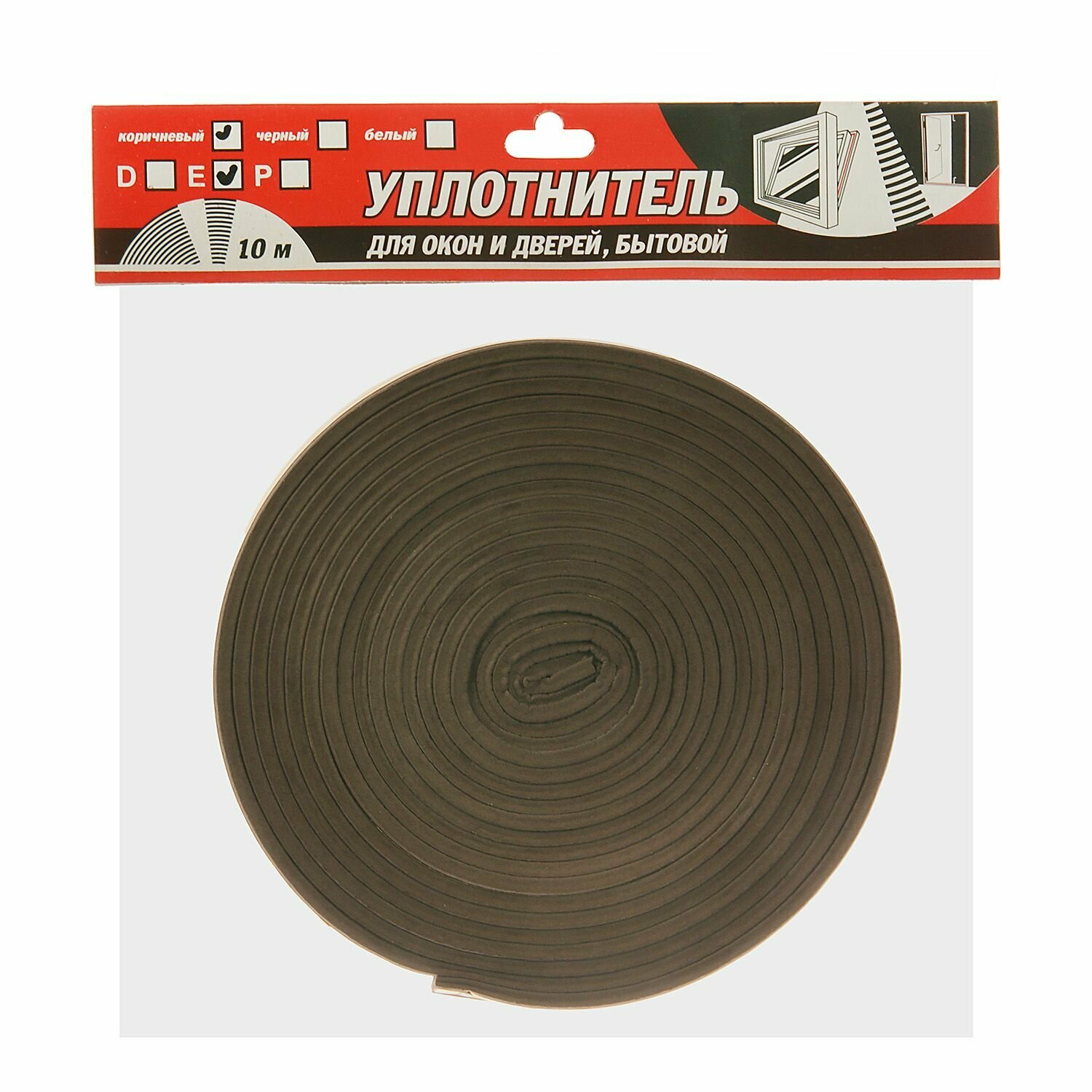 Уплотнитель Tytan Для окон и дверей, профиль E10, длина 10 метров, коричневый цвет