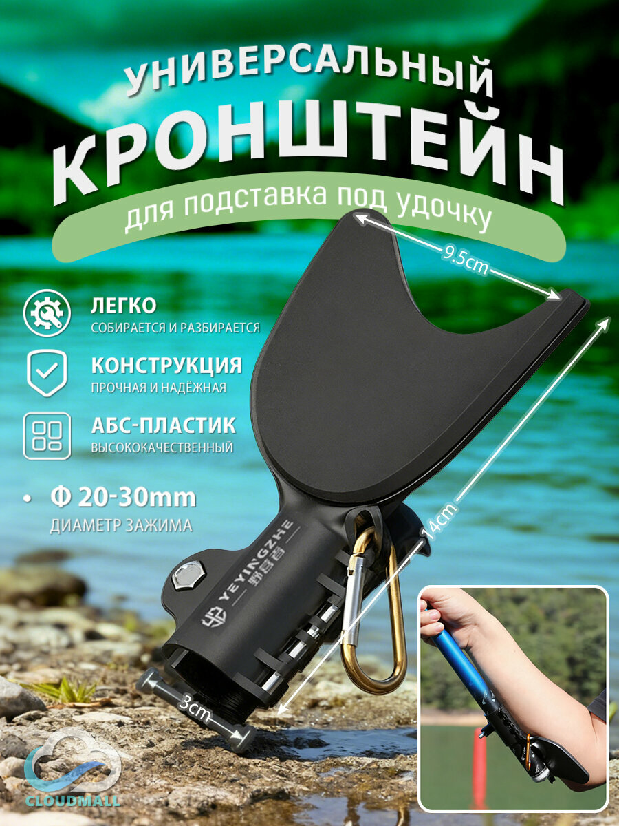 Универсальный подлокотник из ABS пластика для спиннинга и поплавочной ловли с мягкой губкой и складной конструкцией