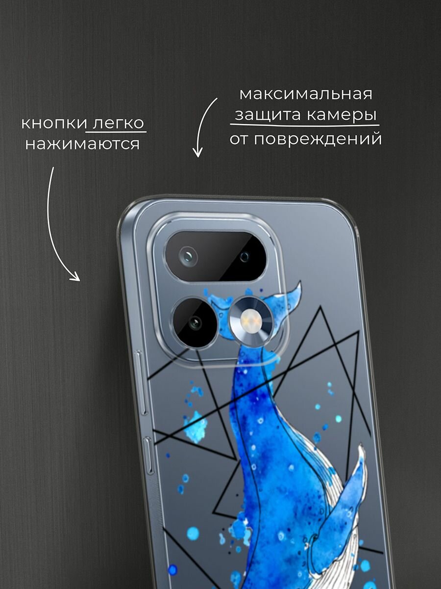 Чехол на Realme 16 Pro / Реалме 16 Про с принтом Кит графика, прозрачный — фото 1