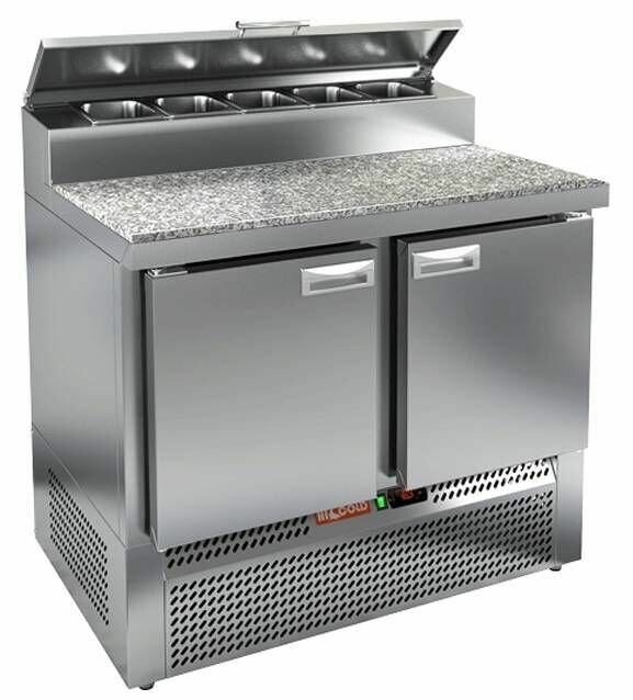 Стол холодильный для пиццы HiCold PZE2-11/GN (1/3) камень. Товар уцененный