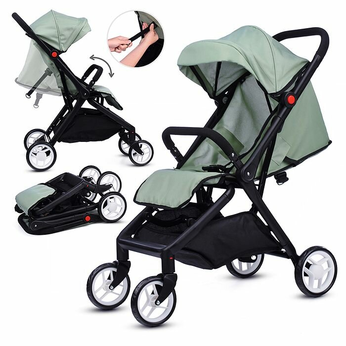 Коляска для кукол Melobo металлическая, складная, с корзиной, цвет хакки