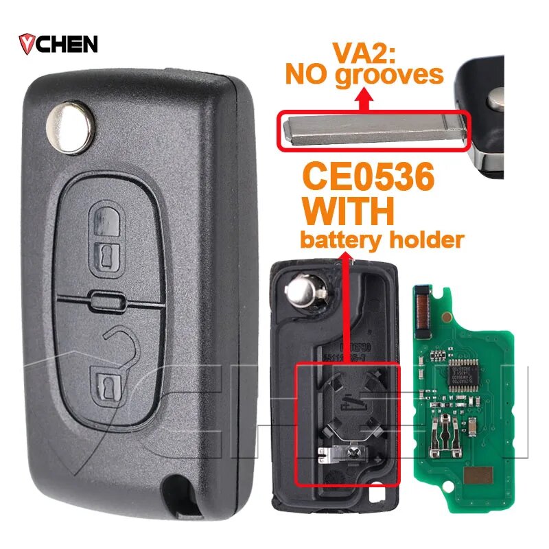 Ключ CE0536 VA2 433MHz FSK для Peugeot/Citroen