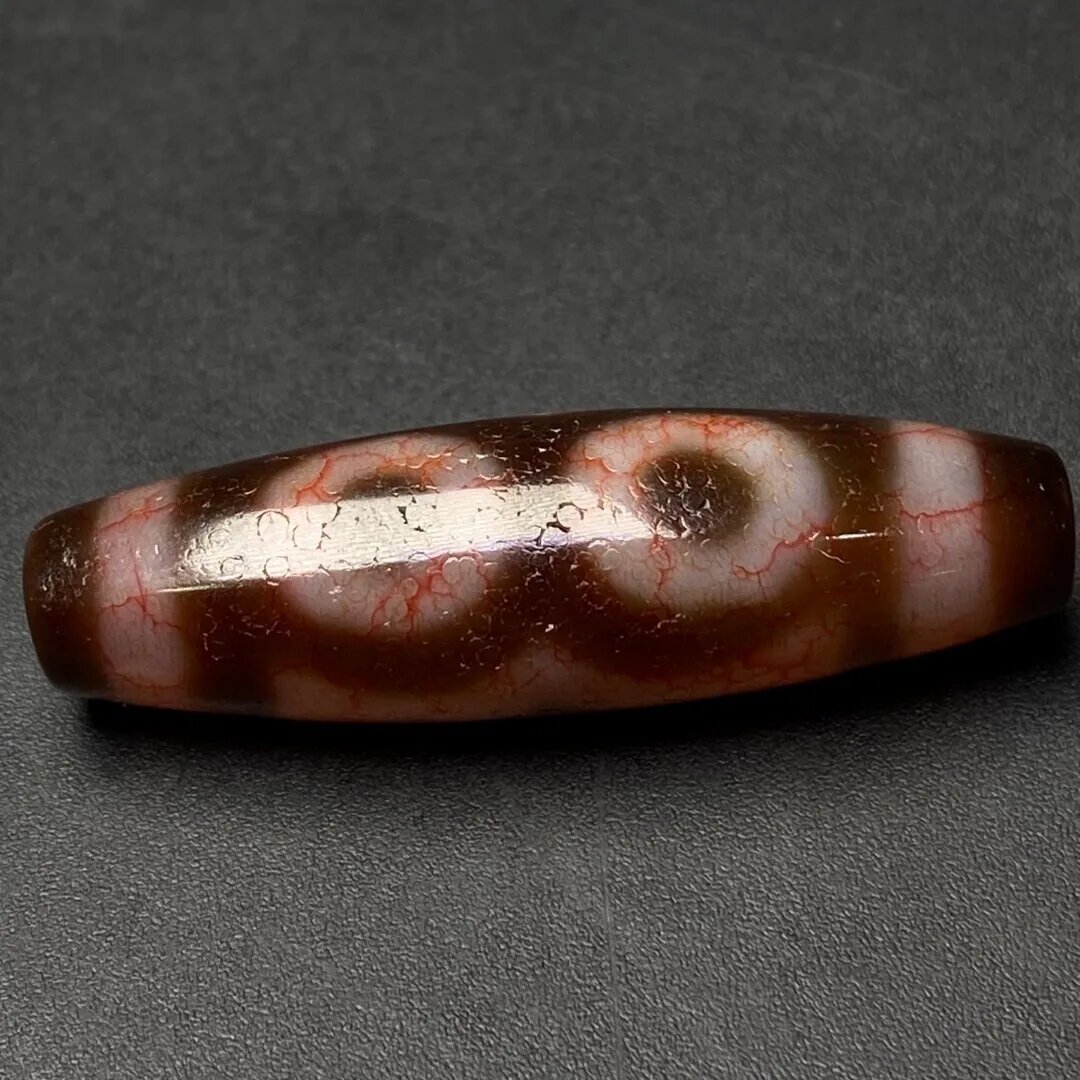 Тибетский буддизм, полоса крови, старый агат DZi, ожерелье из бисера с 3 глазами, 39 мм, M0501