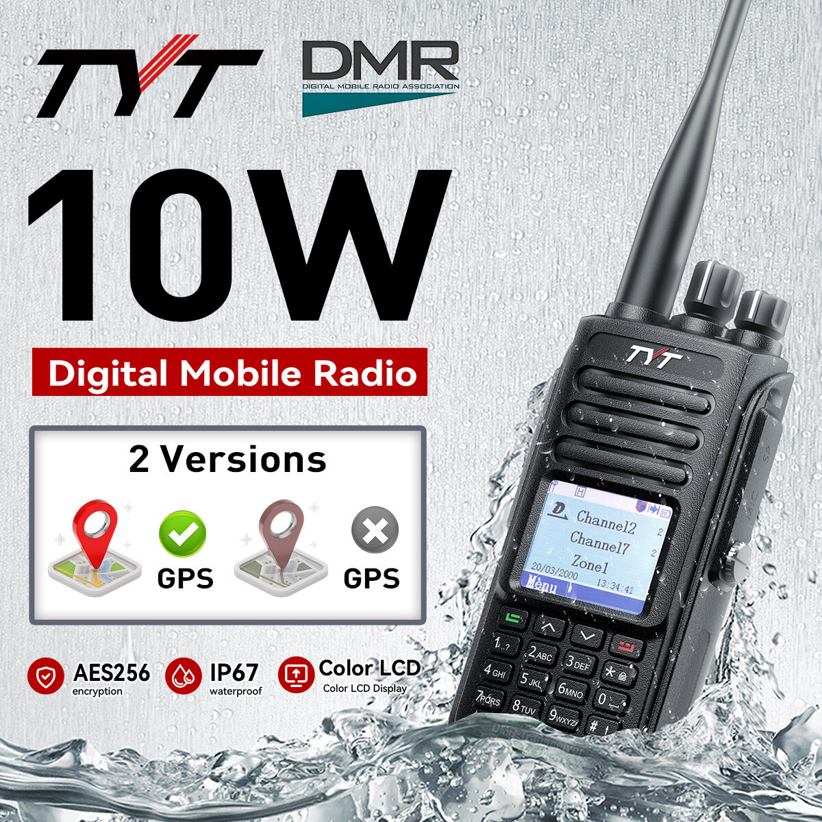 Рация TYT MD-UV390PLUS, цифровая, с GPS, 10Вт