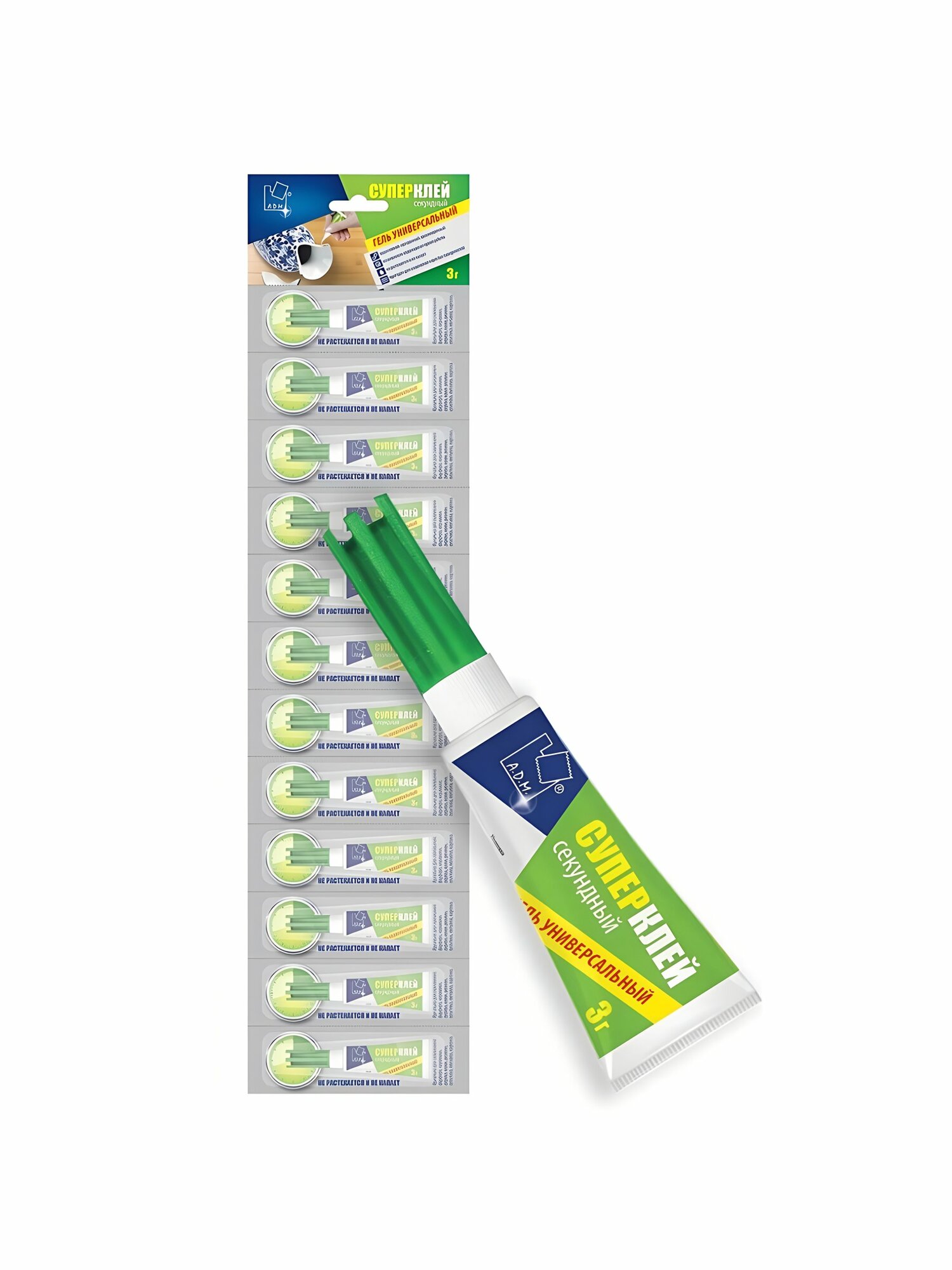 Универсальный супер клей-гель A.D.M 3 г GHG325B, моментальный прозрачный для пластика, металла, дерева, кожи и керамики.