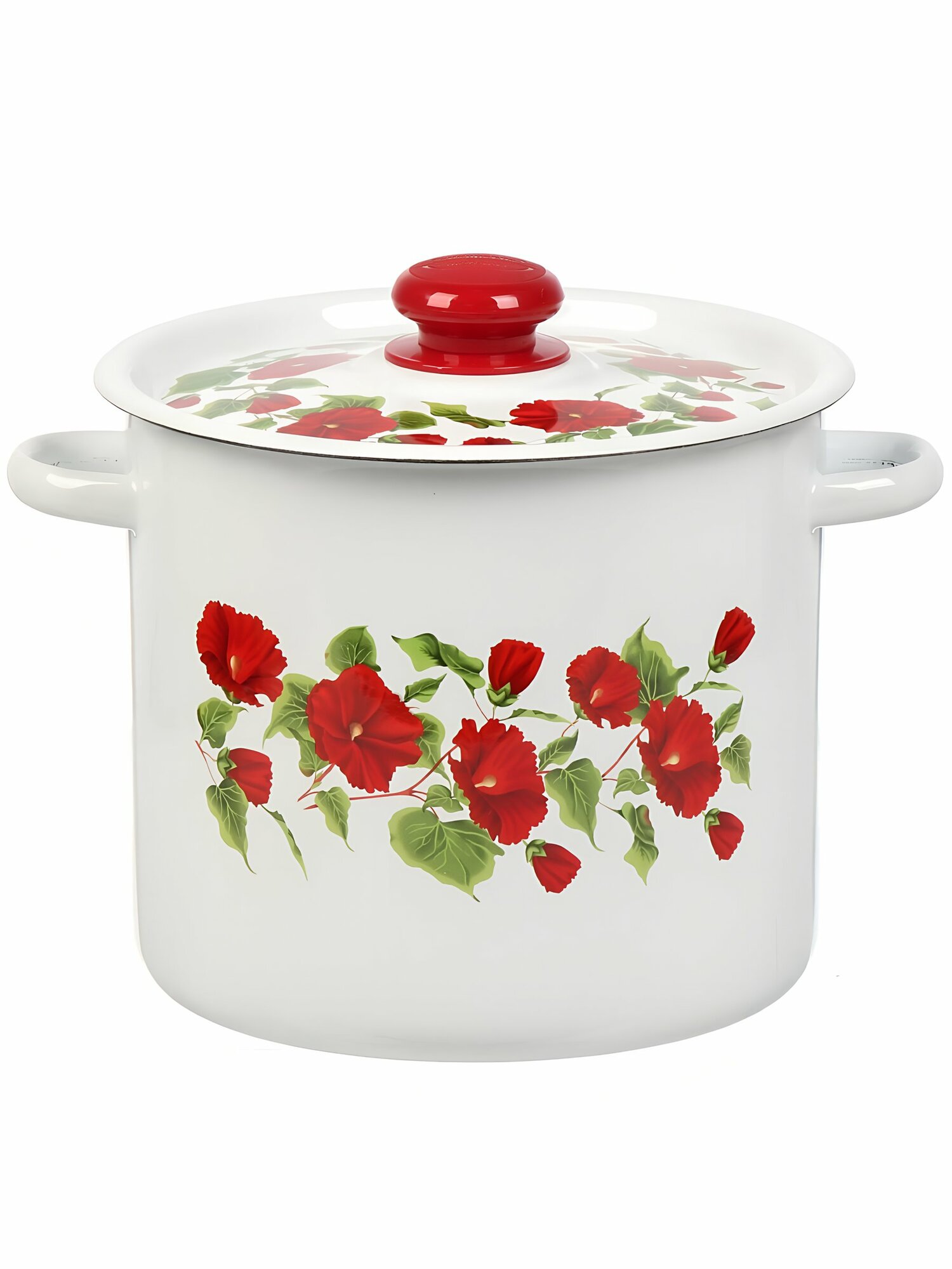 Кастрюля эмалированная сталь, 5.5 л, с крышкой, крышка сталь, пластиковая кнопка, цилиндрическая, Сибирские товары, С1617.39