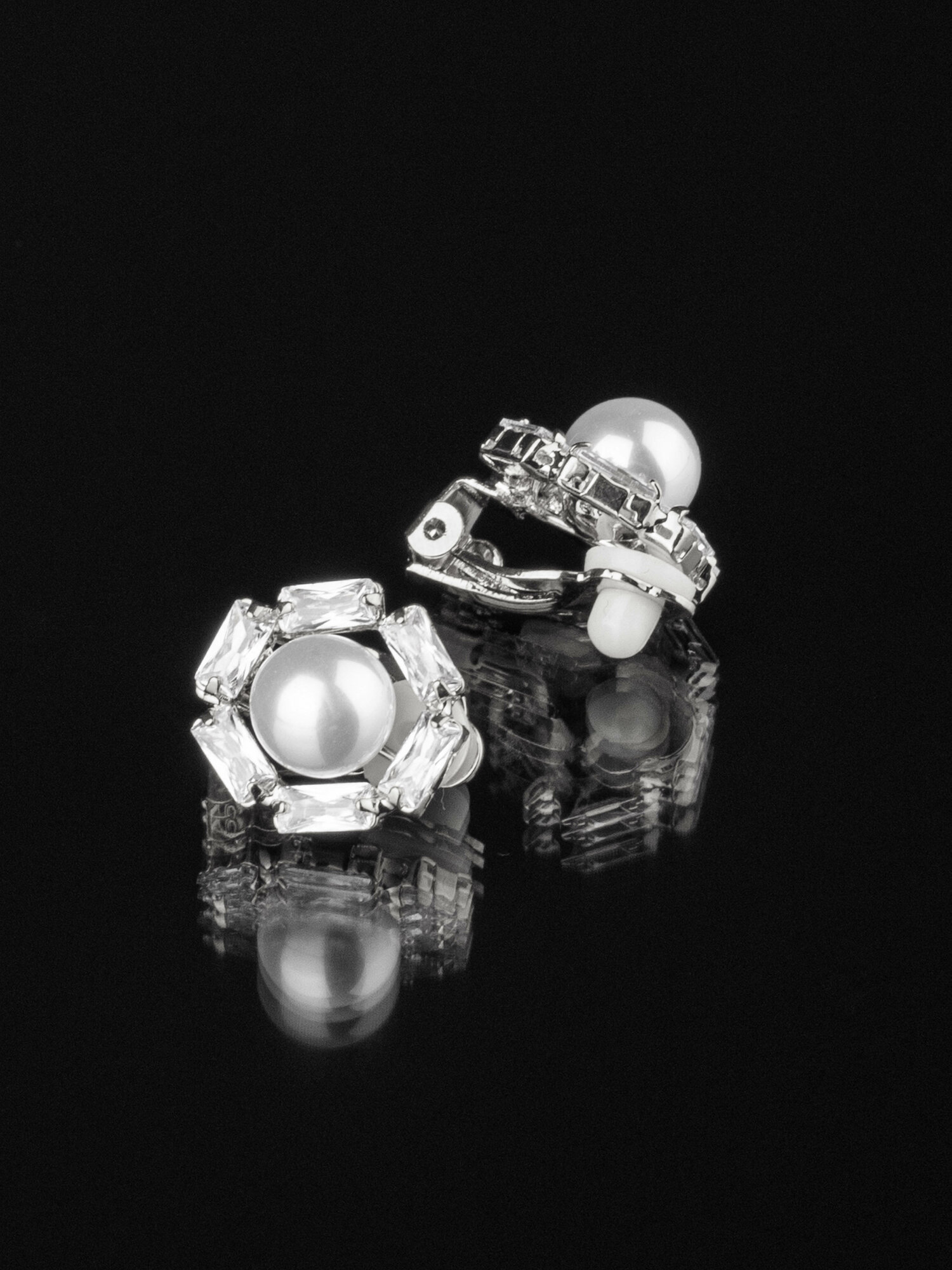 Серьги клипсы, искусственный камень