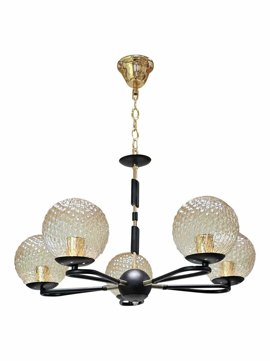 Люстра подвесная, CC05965/5, Цвет - Черный - Золотой, Е27