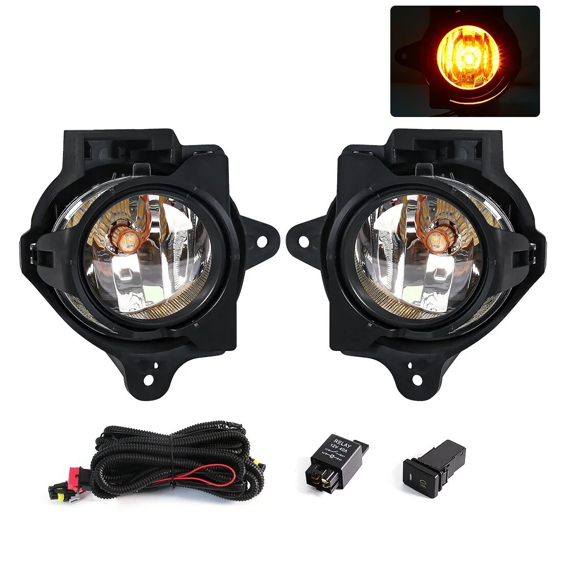Противотуманные фары Toyota Hilux Vigo MK7 2011-2015, LED Yellow, 12V, Black
