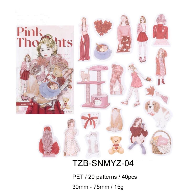 Стикеры TZB-SNMYZ-04 Pink Thoughts 40шт