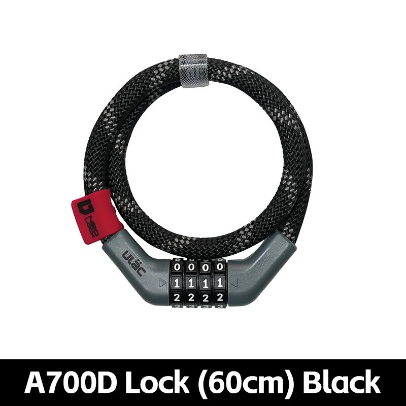 Ulac A700D Black, тросовый замок для велосипеда, 60см, черный