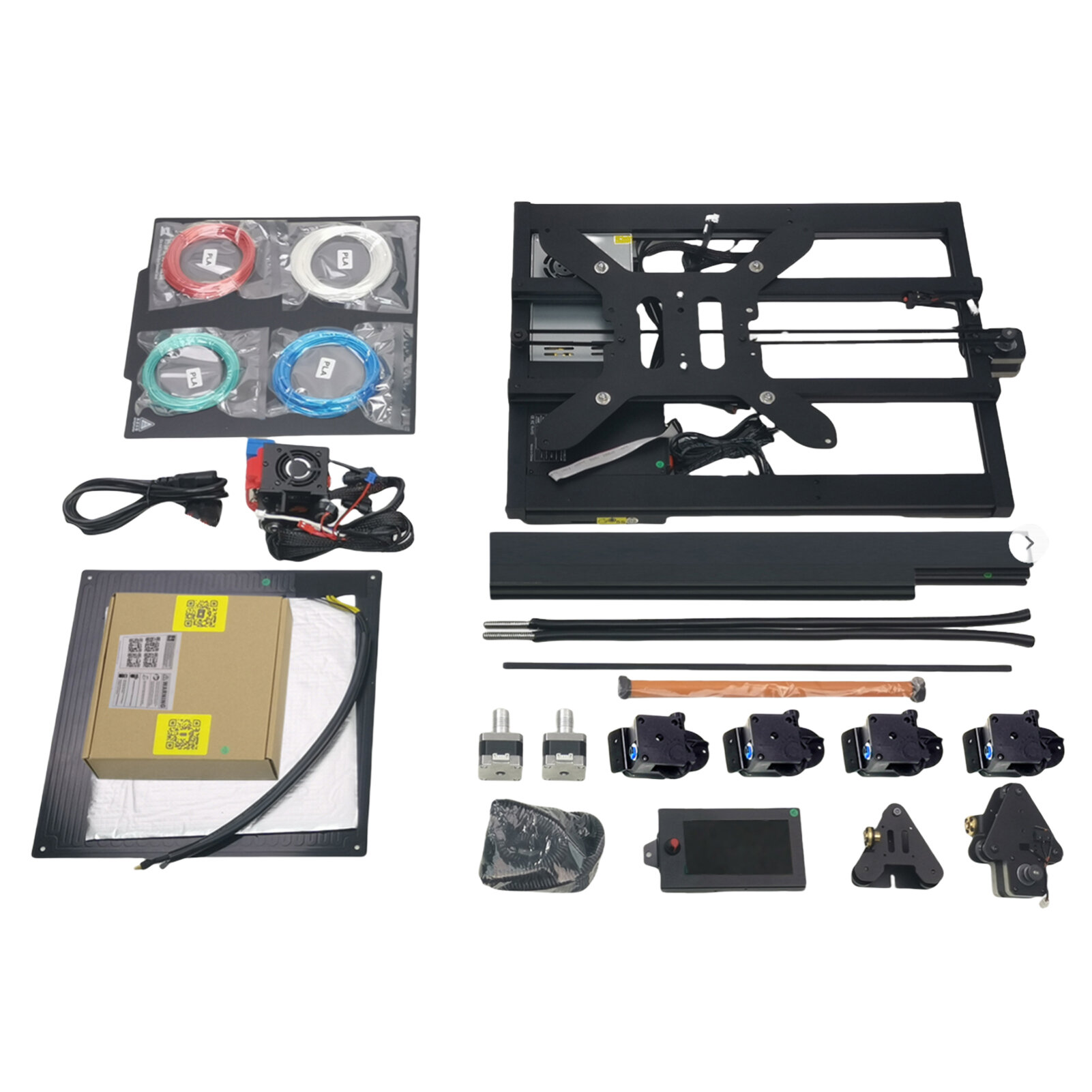 3D-принтер с областью печати 300x300x400 мм, экструдером 4 в 1, возможностью смешивания цветов, высокой точностью печати, 4,3-дюймовым TFT ЖК-дисплеем, поддержкой автоматической калибровки и определения типа филамента.