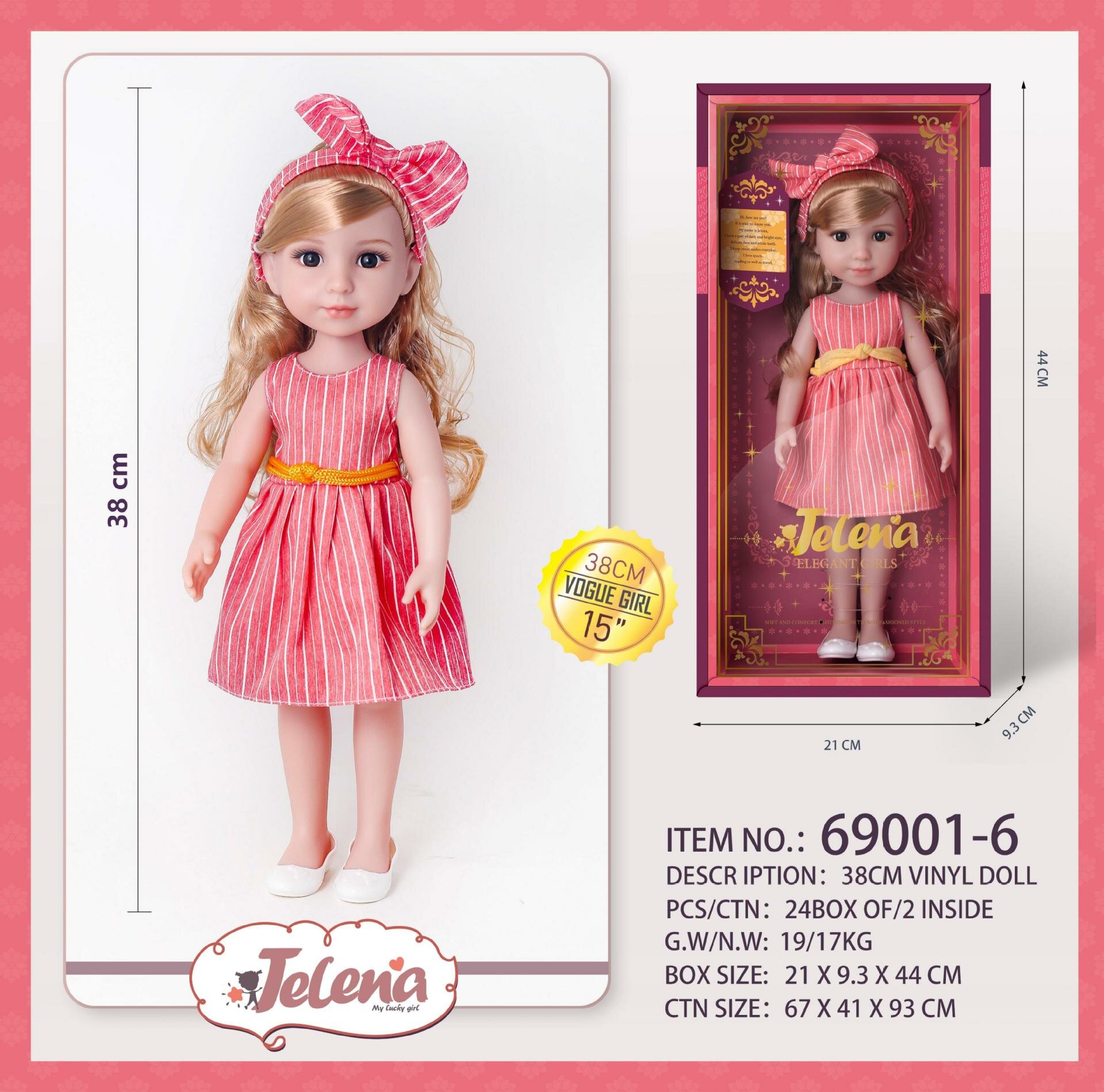 Новая 15-дюймовая экологически чистая виниловая кукла-игрушка Елена Juguete Игрушка