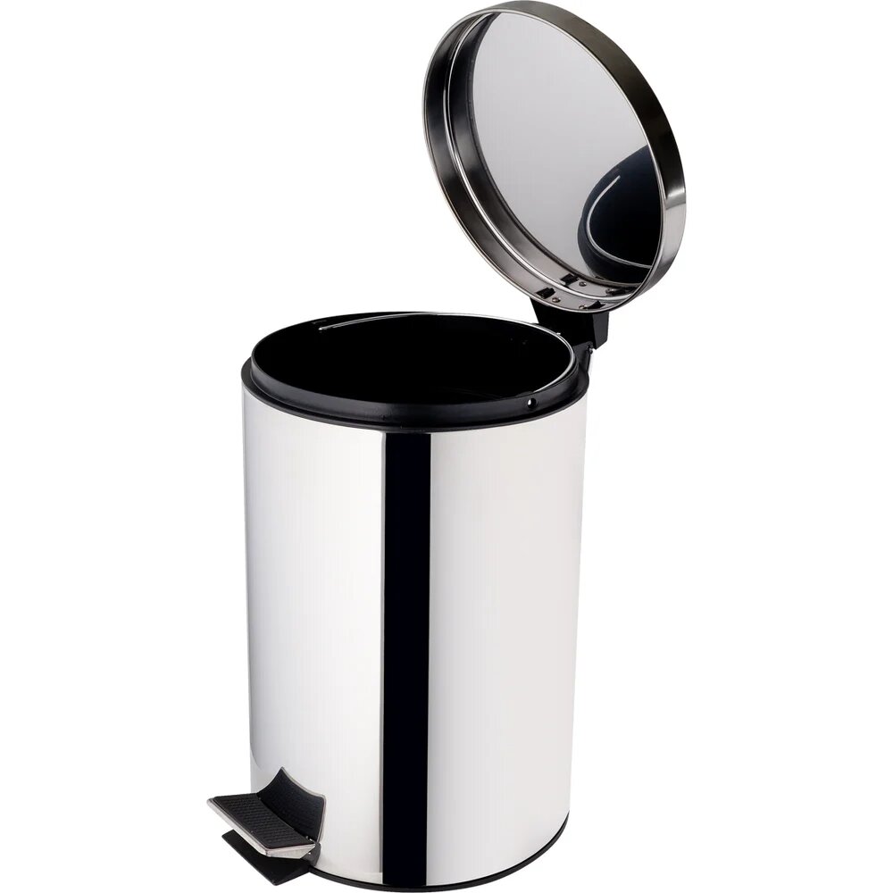 Урна для мусора с педалью NV‑BIN12L, круглая форма, с крышкой и внутренним ведром, напольная установка