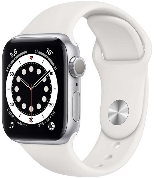 Смарт-часы A pple Watch S6 40mm Silver Aluminum Case with White Sport Band (MG283RU/A)