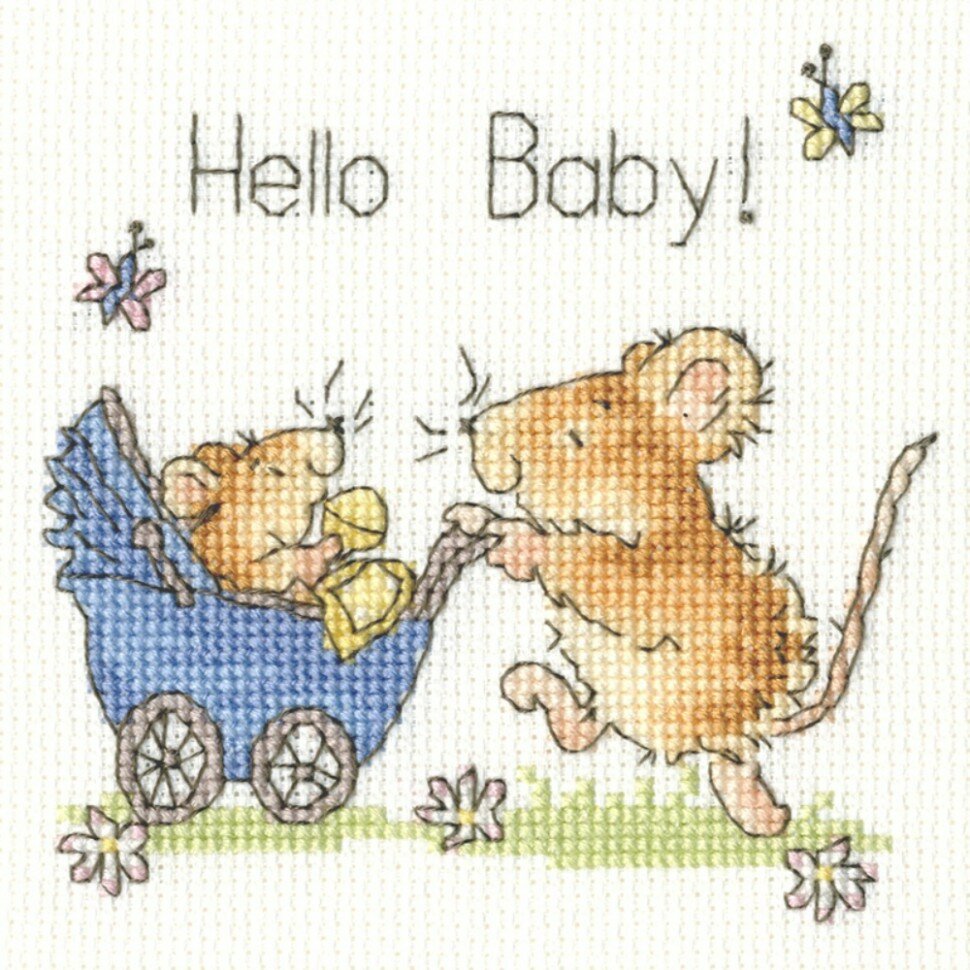 Набор для вышивания Bothy Threads #XGC21 Hello Baby! (Привет, Малышка!), Счетный крест, 10 х 10 см