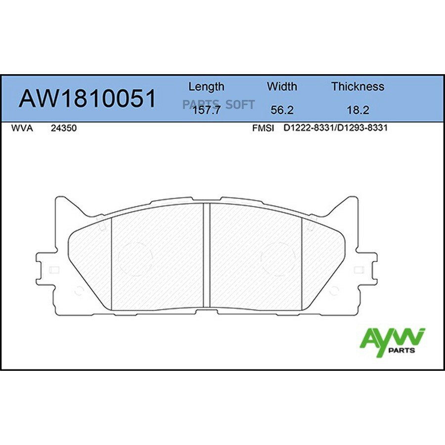 AYWIPARTS AW1810051 Колодки тормозные передние TOYOTA Camry(V40) 06>, LEXUS ES350 07>