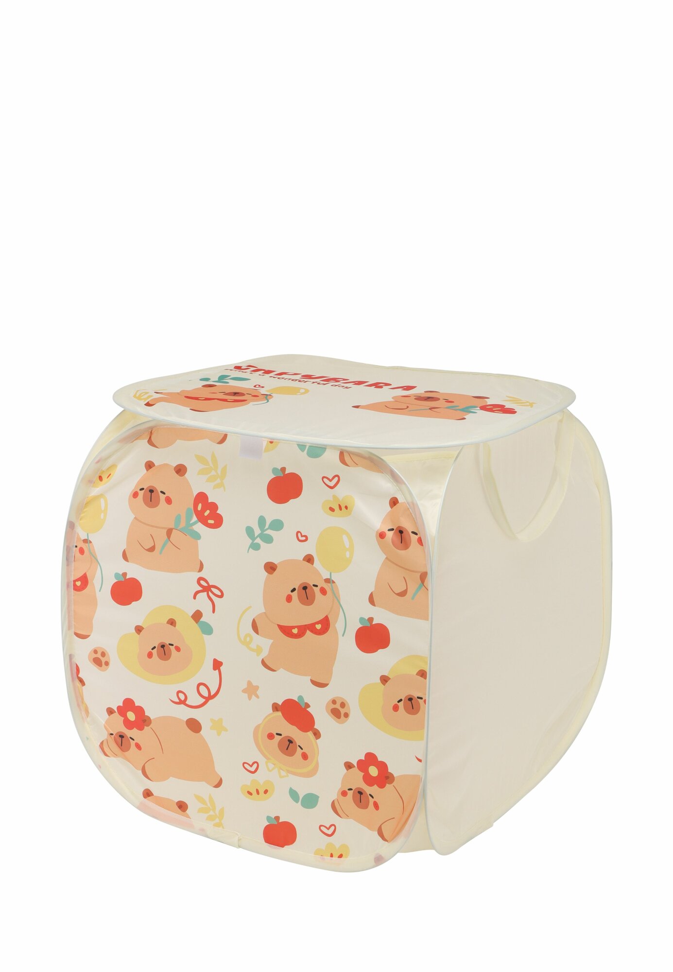 Складная корзина для игрушек и белья с крышкой 77л