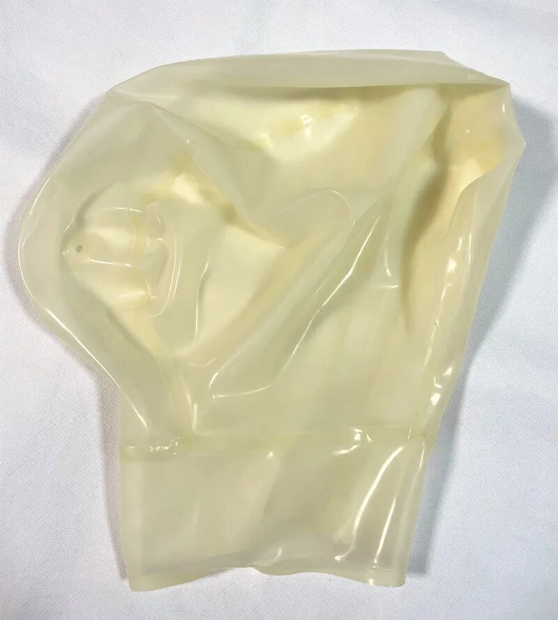 Латексная маска на голову прозрачный капюшон Светло-желтый, L, Transparent