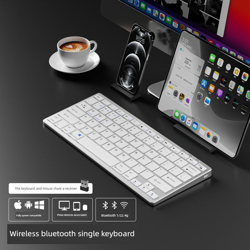 Pioneer K933 Беспроводная Bluetooth двойная мода клавиатура, серебристо-белый офисная портативная