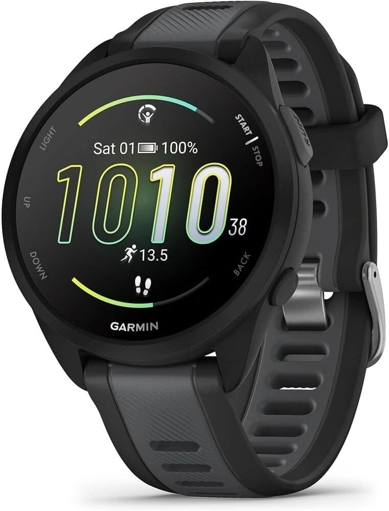 Смарт-часы Garmin Forerunner 165 30.4мм 1.2" AMOLED корп. черный рем. черный разм. брасл:126-203мм (010-02863-20)