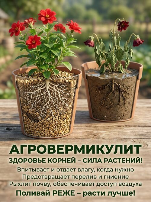 Агровермикулит М150 Крупный 2.0 мм (2 л) - Здоровье корней для цветов, рассады, комнатных растений, мульчирования и хранения урожая: лука, чеснока, корнеплодов