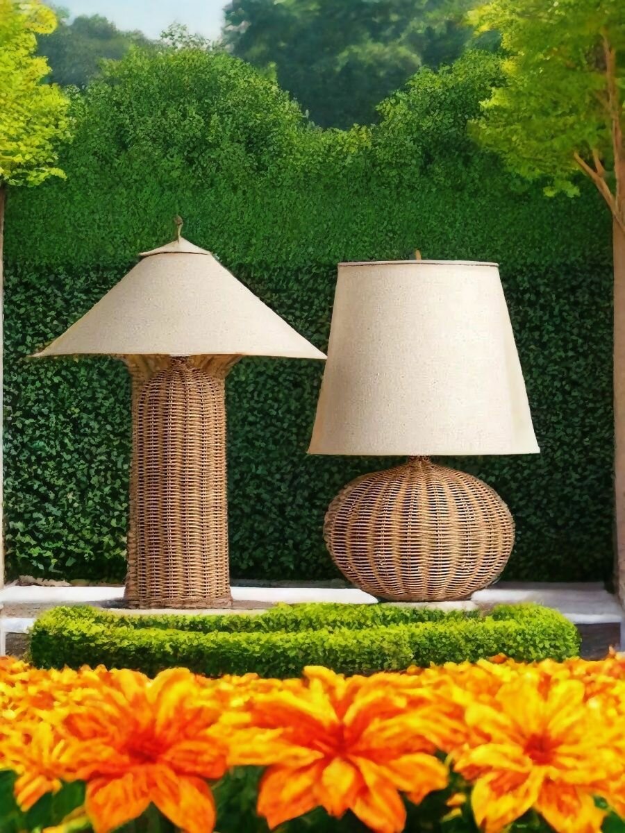 Настольная Лампа Из Ротанга Ручной Работы, Тканевый Абажур, Японский Ретро И Простой Стиль. Светодиодное Декоративное Освещение Для Дома, Подходит Для Гостиной, Дивана, Спальни, Кабинета.