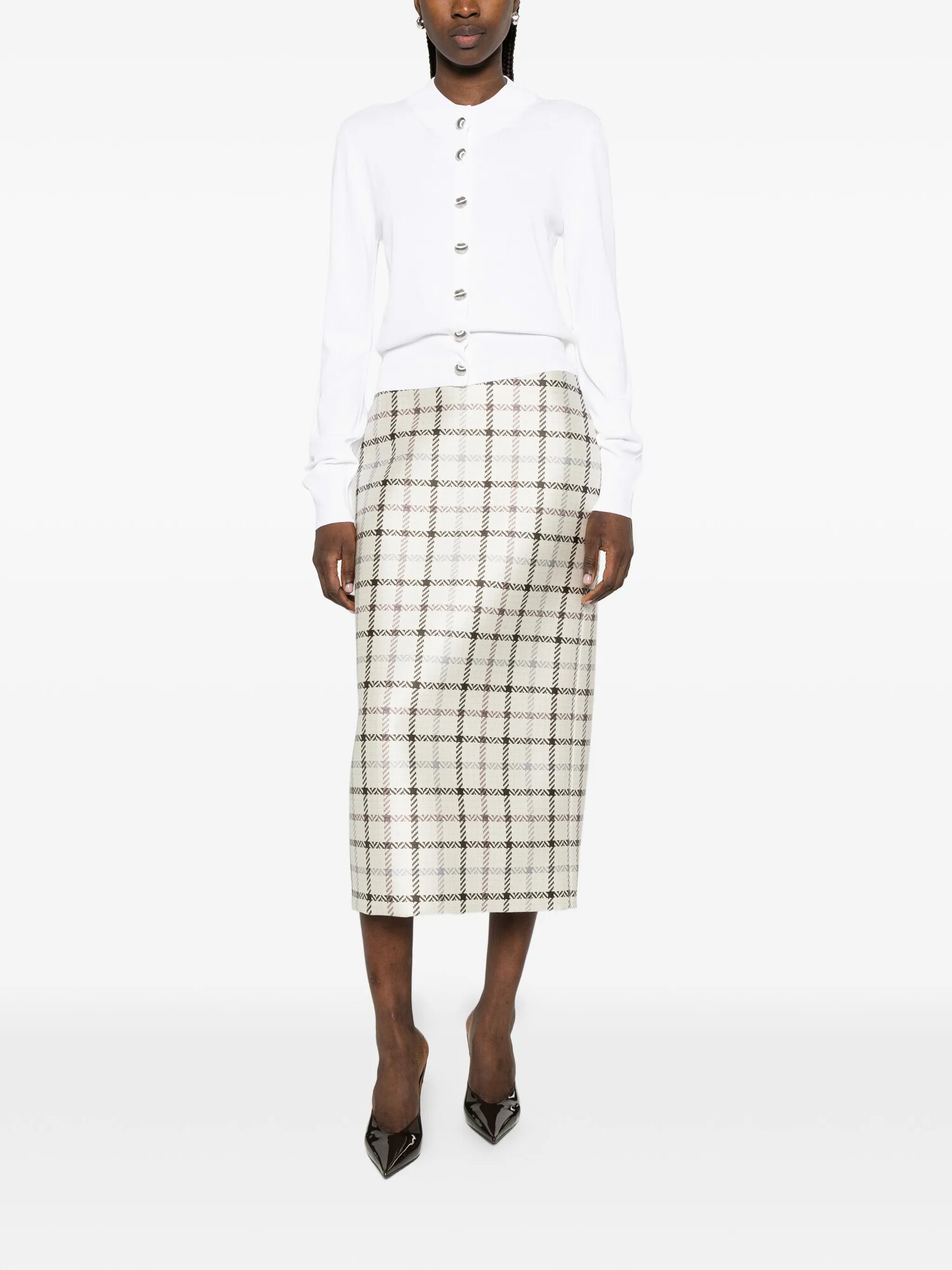 Юбка Brandon Maxwell Plaid midi skirt, размер 8, разноцветный — фото 1