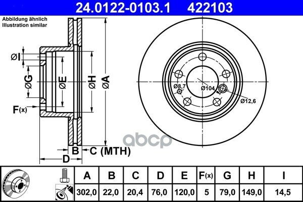24.0122-0103.1 диск тормозной передний! BMW E32/E34 2.5-2.5TDs M20/M30/M50/M52 87> Ate арт. 24012201031