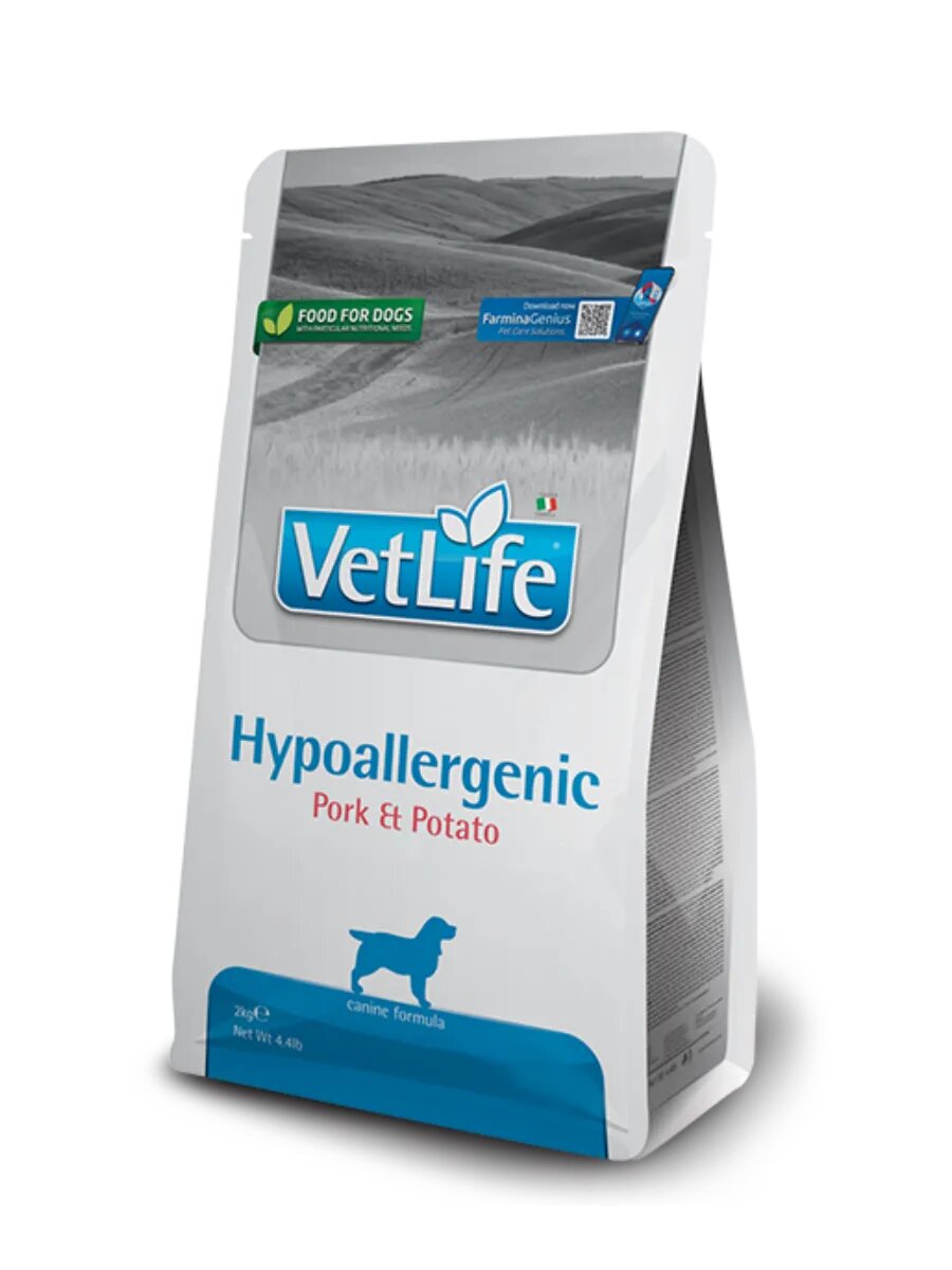 Сухой корм Farmina Vet Life Hypoallergenic (Фармина) для собак снижение пищевой аллергии, свинина с картофелем, 2 кг