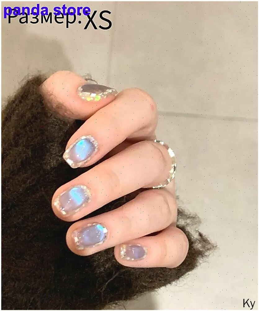 Синие полупрозрачные накладные ногти ручной работы 10 штук для педикюра