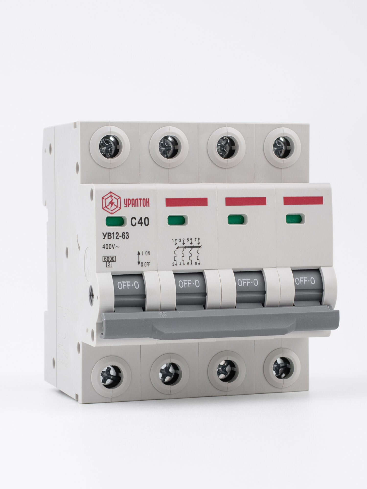 Автоматический выключатель уралток серии УВ12-63 4P40A6kA модульный