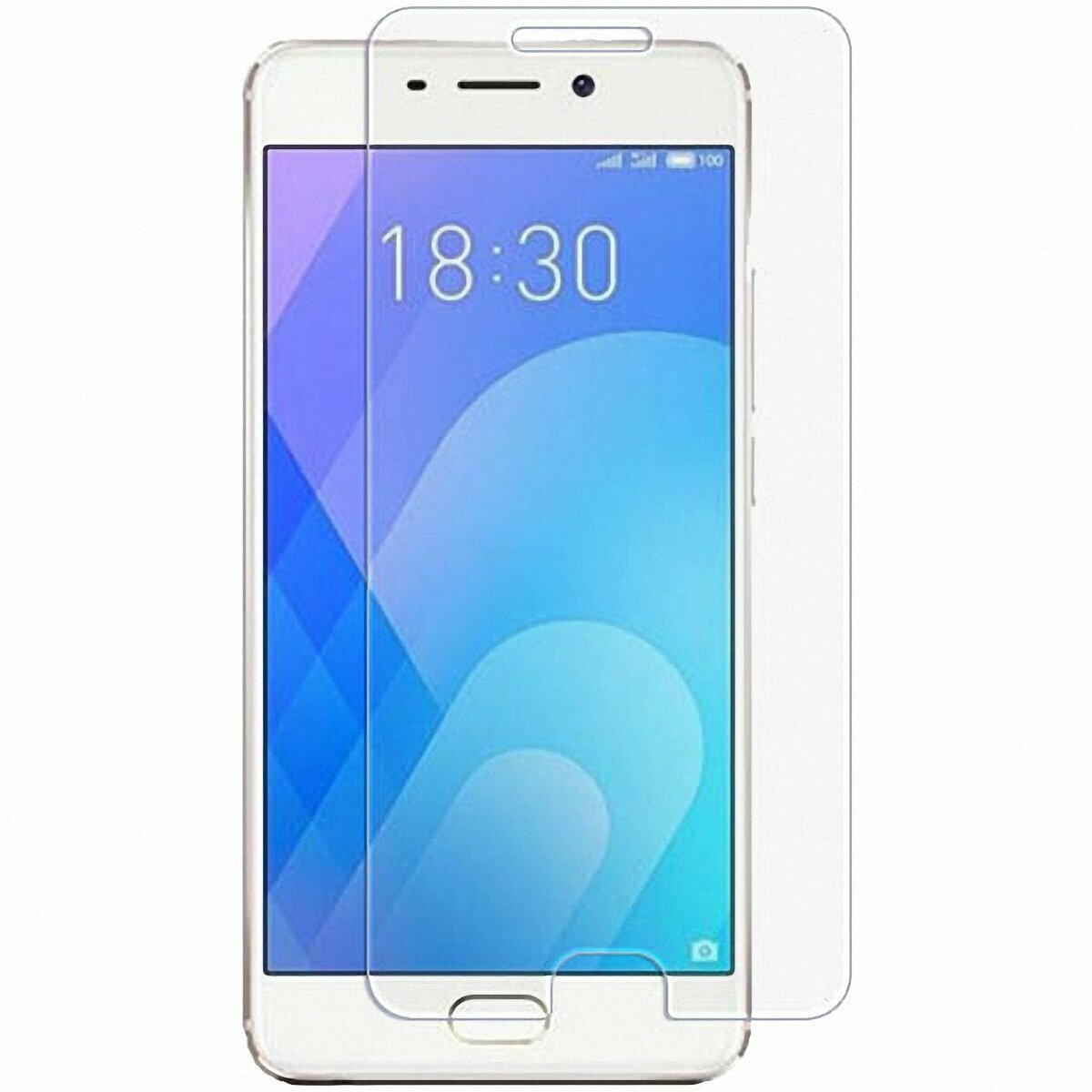 Защитное стекло для Meizu M6 Note прозрачное на плоскую часть экрана