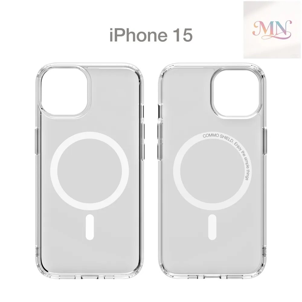Защитный чехол COMMO Shield для Apple iPhone 15, с магнитным кольцом, прозрачный