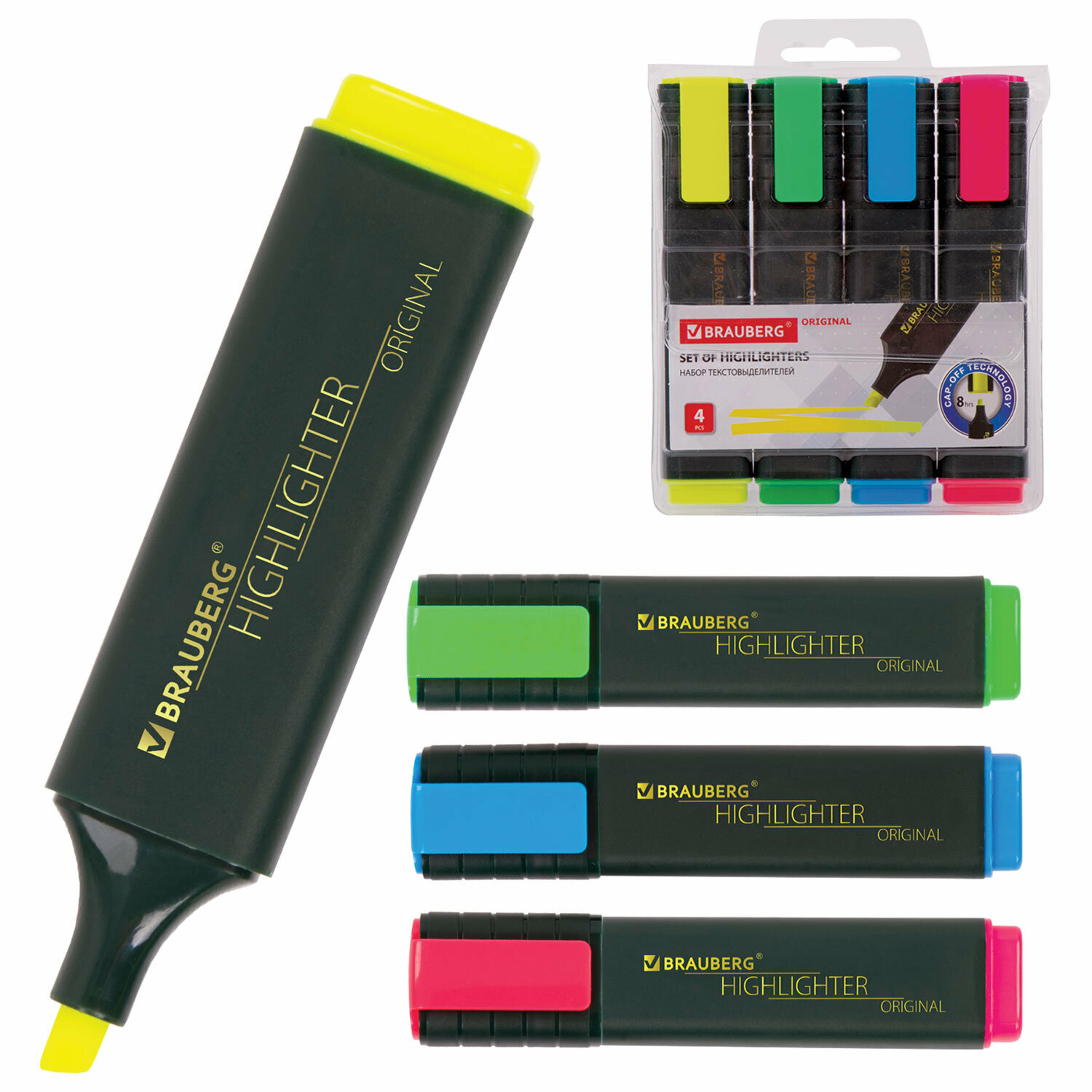 Brauberg Набор текстовыделителей 4 цвета Original 1-5 мм 151689