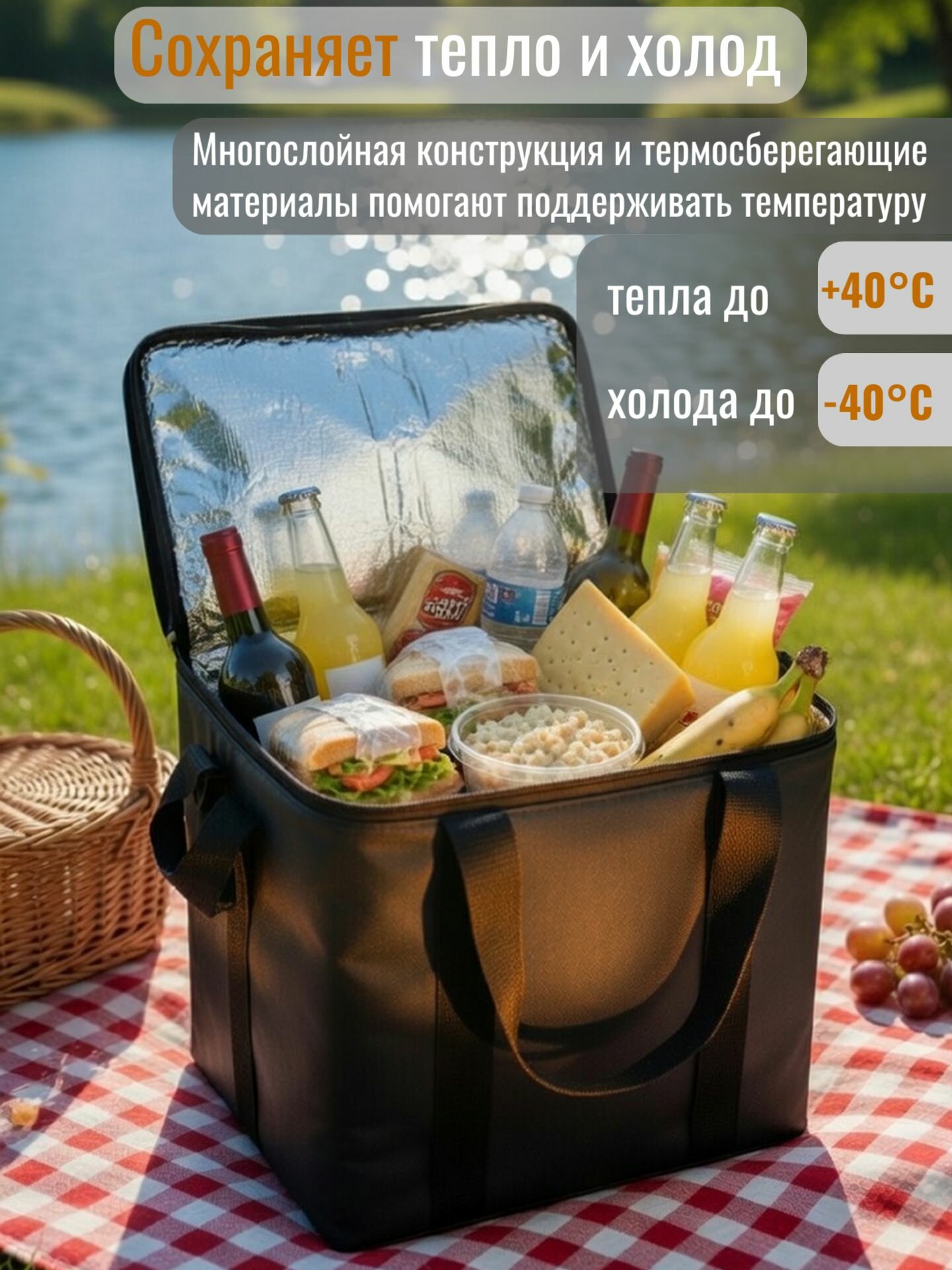 Термосумка с термоиндикатором (сумка холодильник) с хладоэлементами