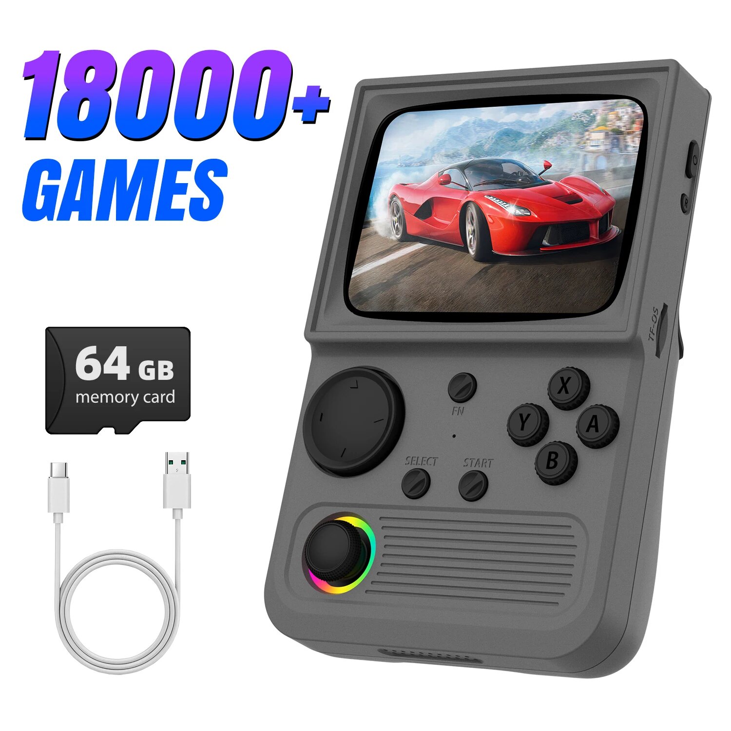 R36T Ретро портативная игровая консоль EmuELEC Gray-64G