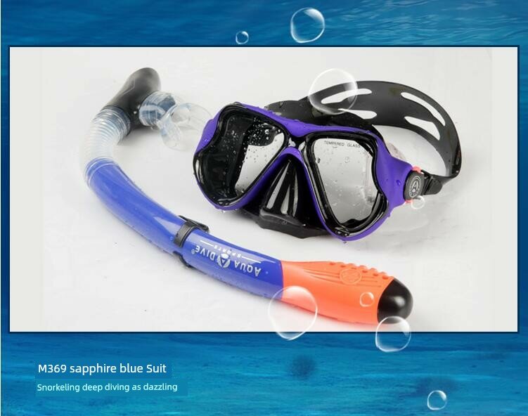 AquaDive M369 Сапфирово-Синяя Маска для Дайвинга с Дыхательной Трубкой Набор для Взрослых