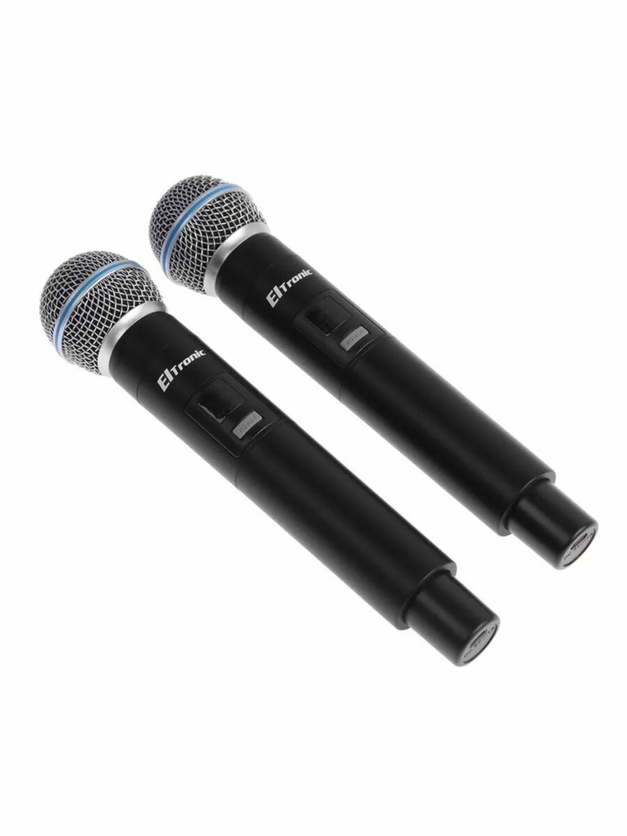 Набор микрофонов Eltronic 10-04, беспроводной, 2 микрофона и 1 приемник, черный, 2шт