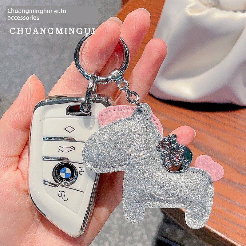 Кейс для ключа BMW TPU прозрачно-белый с серебряной лошадью для X3 X4 iX3 5 серия 6 серия 2 серия 325li