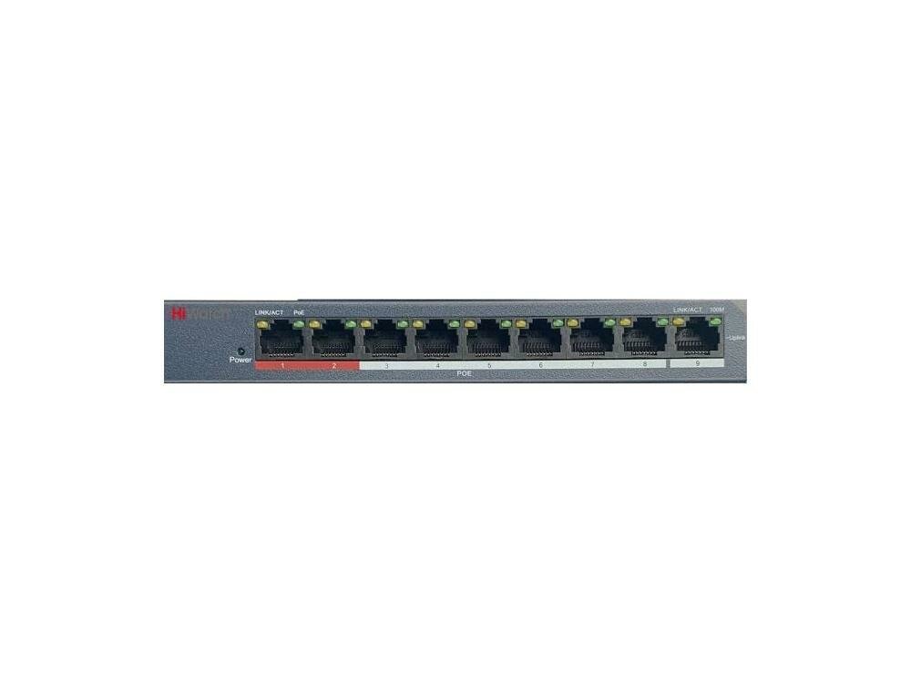 Коммутатор 9-портовый HiWatch DS-S908P(B), 9x100Mb 8PoE 60W, PoE