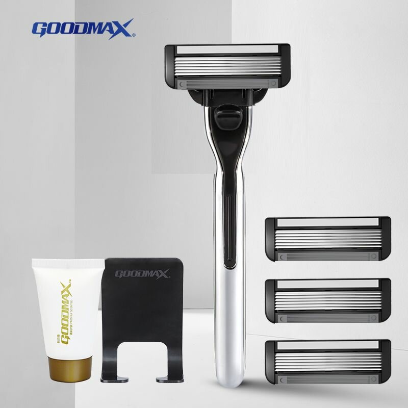 Ручная бритва GOODMAX, шестислойная бритва для бороды для студентов, общежития, офиса и домашнего использования с нескользящей ручкой