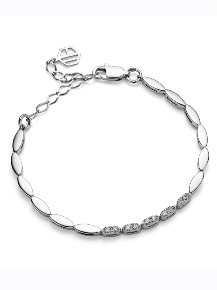 Глидерный браслет, белое золото, 585 проба, родирование, бриллиант