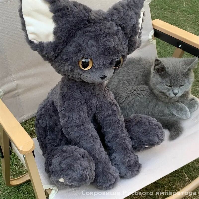 Мягкая игрушка Немецкий кот, кот Девон, 27см черный