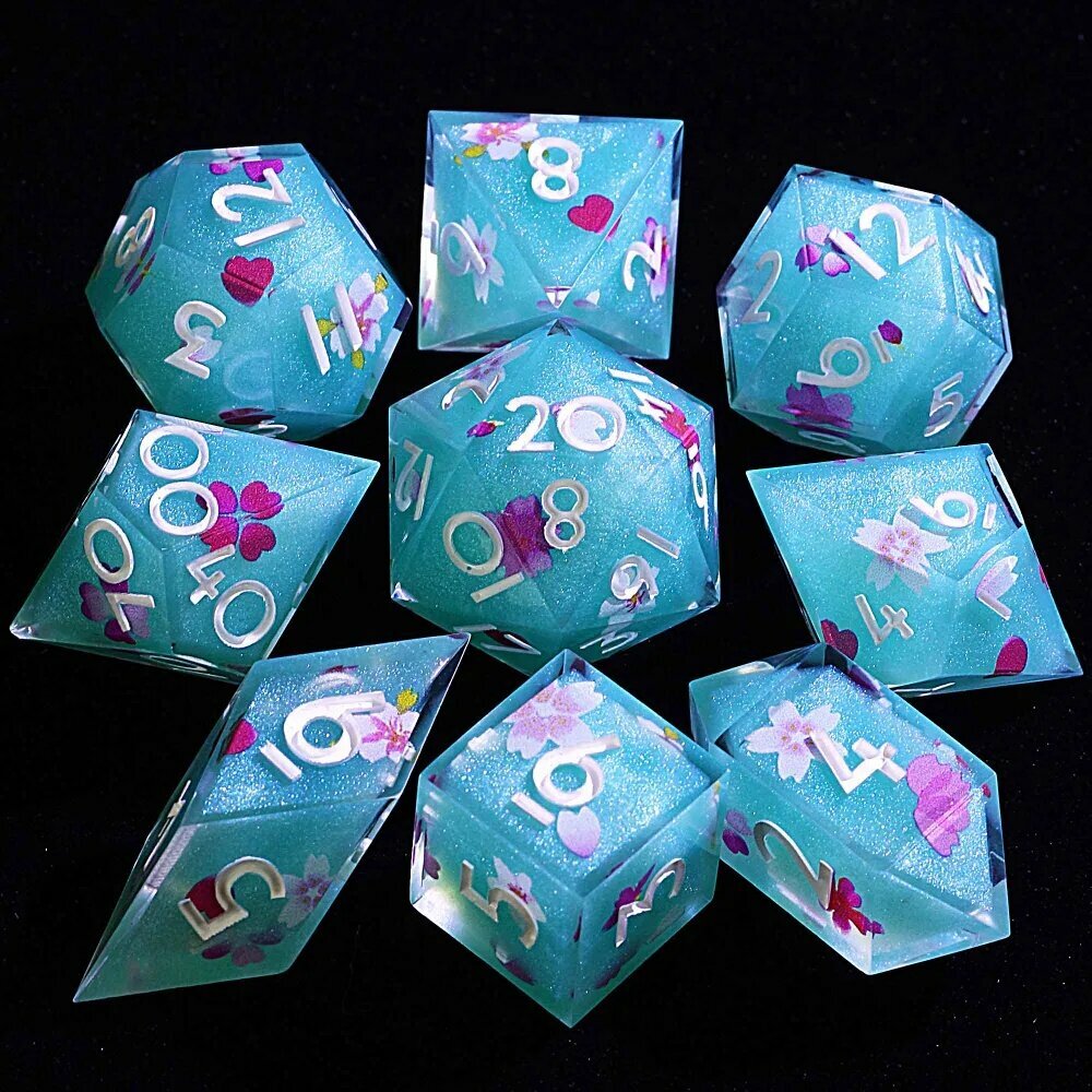 Наборы из 9 полиэдрических смоляных костей DD: Мираж Бирюзонового Клевера Dice Sets Dungeons & Dragons RPG