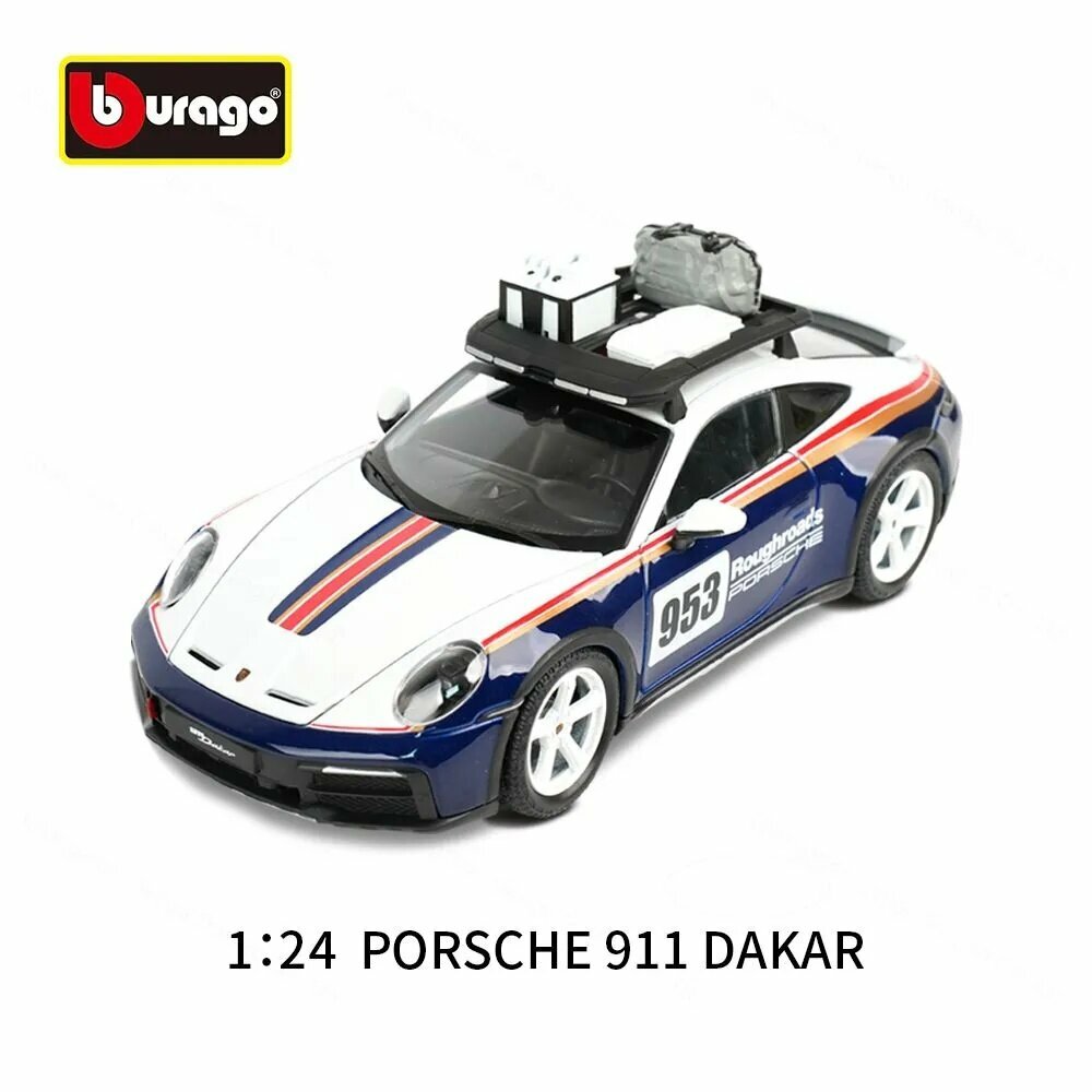 Bburago1:24 Коллекционная модель спортивного автомобиля Porsche 911 Dakar, отлитая под давлением