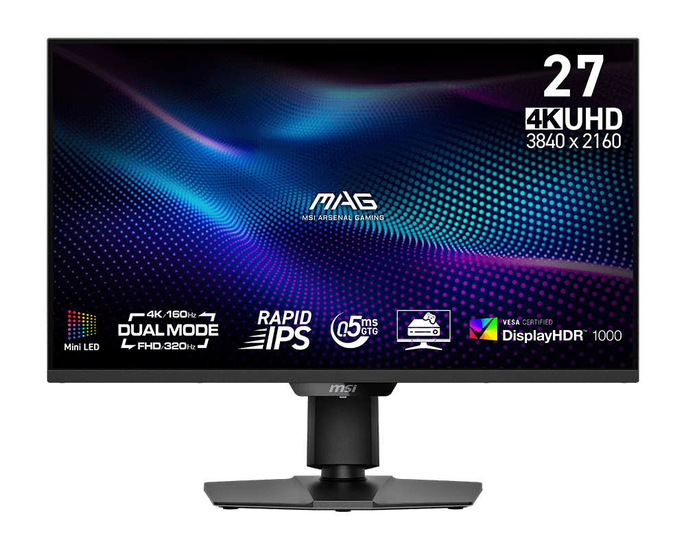 MSI 27" Монитор MAG 274UPDF E16M, UHD 3840x2160 RAPID IPS Mini-LED 160Hz 2K 0.5 мс GTG HDR 1000 Игровые мониторы черный