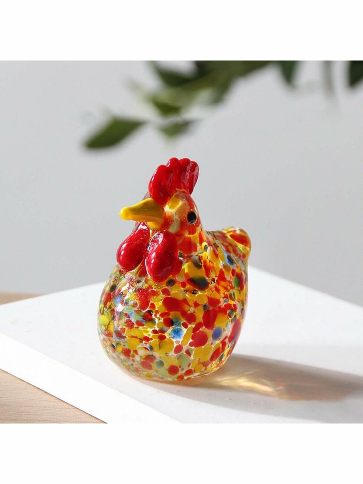 Фигурка петуха из выдувного стекла ручной работы - Уникальное изделие работы, центральное украшение на День Благодарения и коллекционный подарок, высотой около 2,4 дюйма