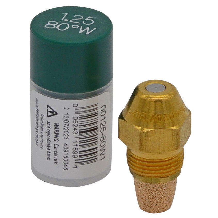 Форсунка Delavan 1.25GPH, 80W (1), 00125-80W1, W - образная форма распыла, угол 80 градусов, для дизеля — фото 1