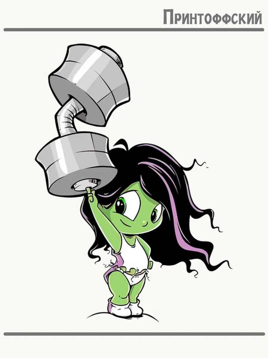 Термонаклейка для одежды и аксессуаров DTF-печать девушка халк hulk gym